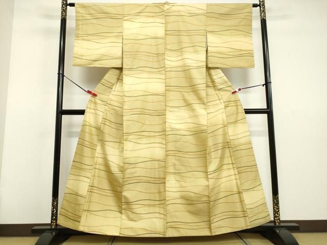 平和屋着物○上質な紬 飛鳥草葉文 正絹 逸品 DAAV1415tw 平和屋着物