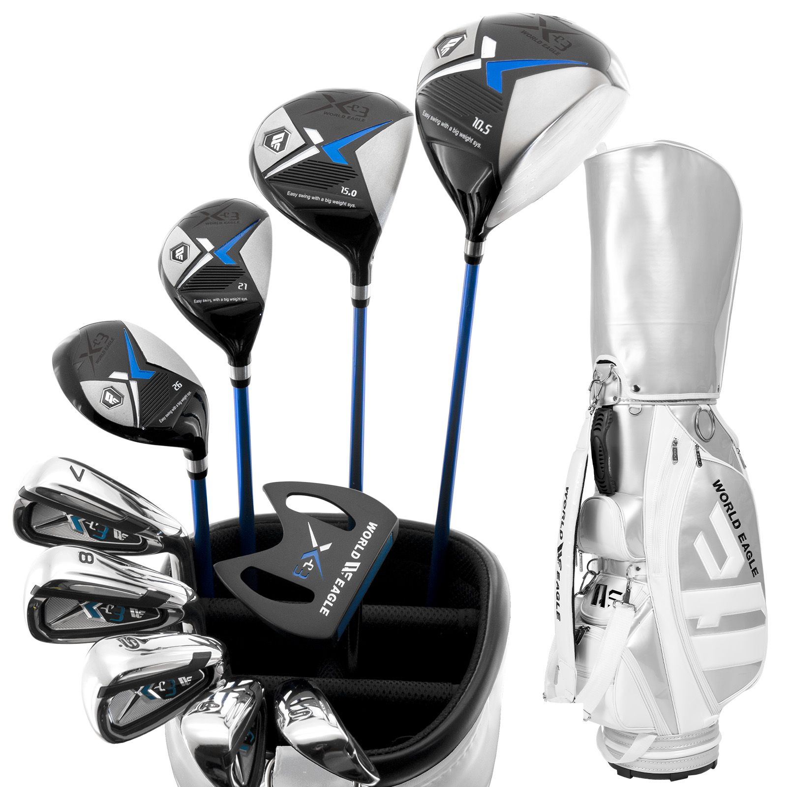 (公式)ワールドイーグル WE X-03 メンズゴルフクラブセット【右用】 + WE-CBR5 キャディーバッグ【シルバー】 - メルカリ