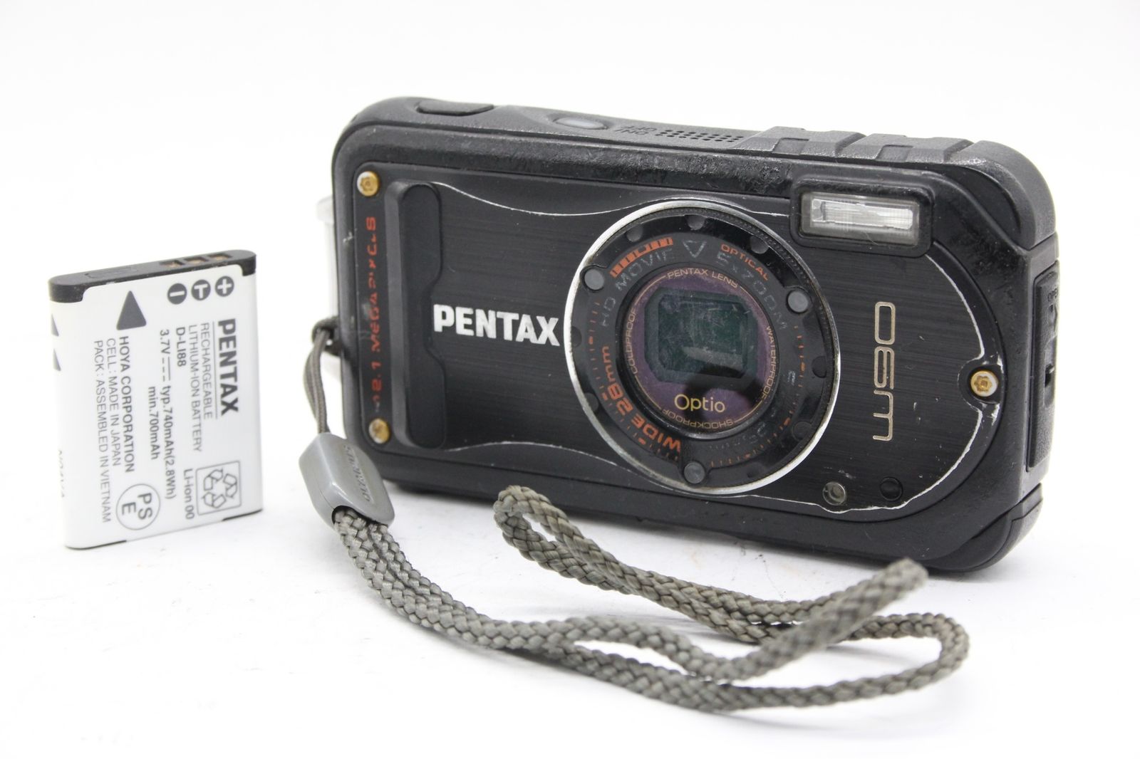 【訳あり品】 ペンタックス Pentax Optio W90 ブラック 5x Zoom バッテリー付き コンパクトデジタルカメラ v5261 ...