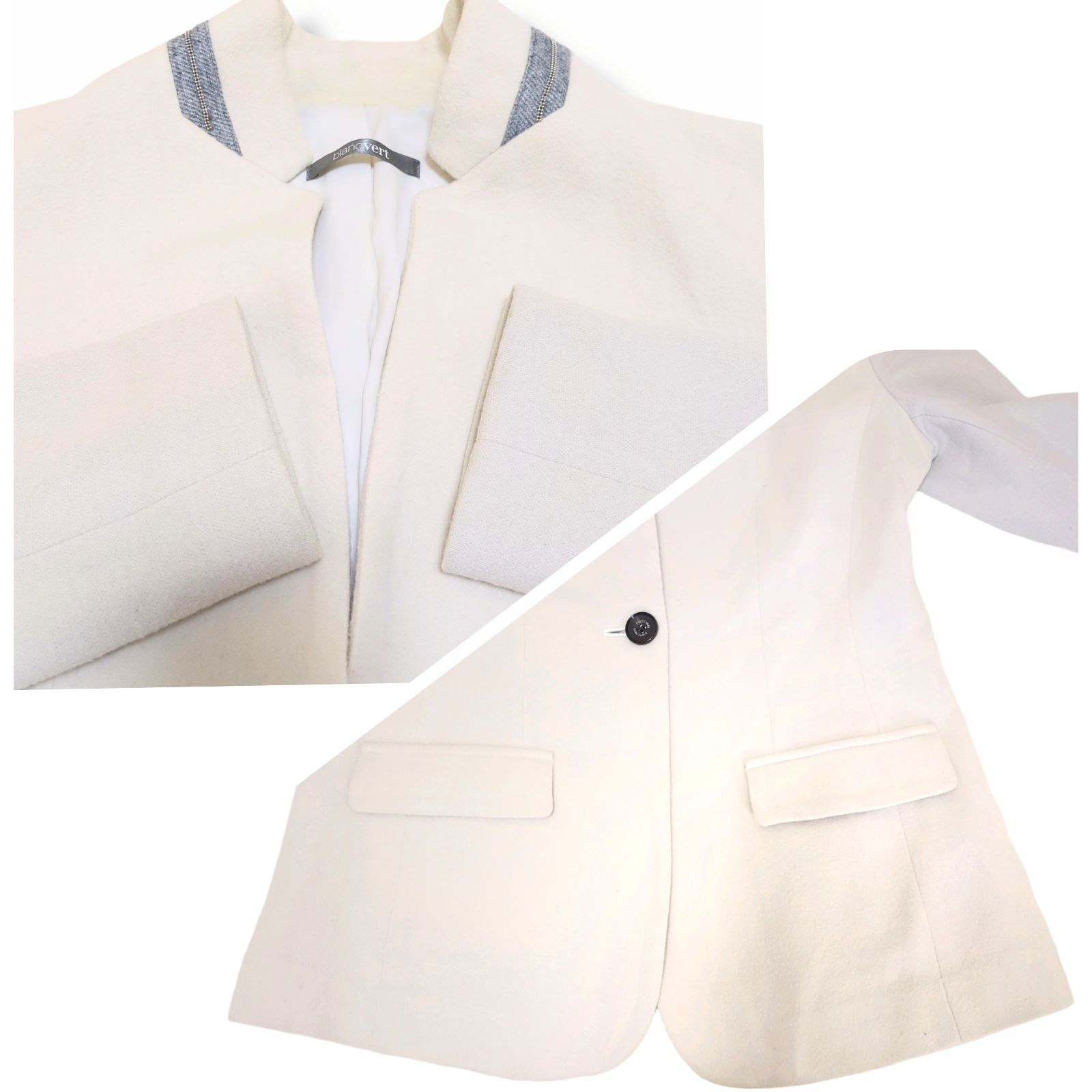 【訳あり】blancvert ブランベール ジャケット スタンドカラージャケット 長袖 ベージュ パールグレイ レディース 【38】 LR4435112 - アパメルshops＠中古アパレル ...