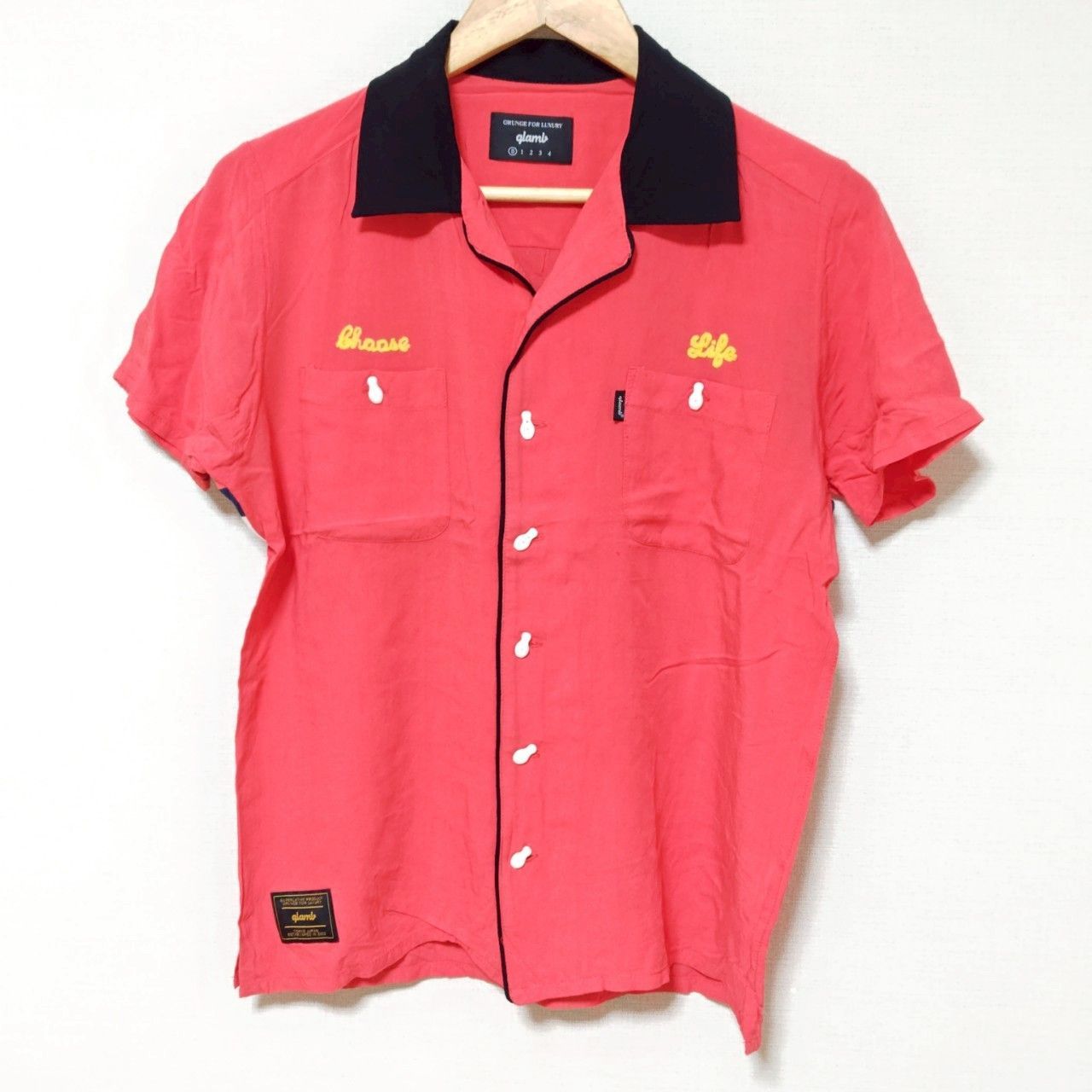 ヴィンテージ品 【gramb】グラム ボーリングシャツ ボウリングシャツ 半袖 春夏 薄手 開襟 パイピング 刺繍 古着 スポーツ アメリカ ...