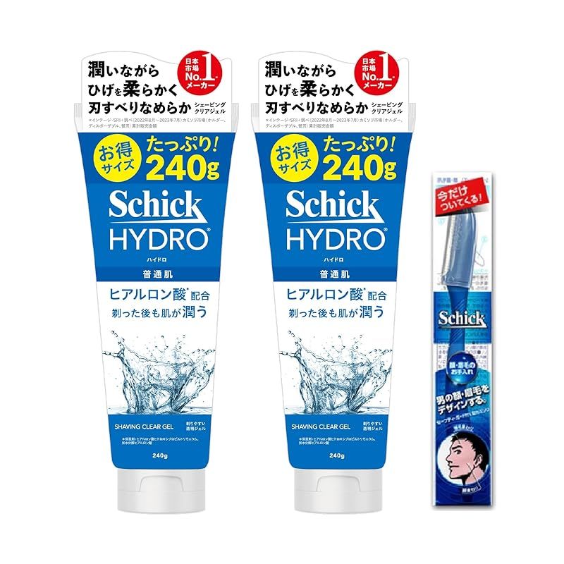Schick(シック) ハイドロ シェービングジェル カミソリ 髭剃り ひげそり シェービング かみそり セット 240グラム (x 2 ...