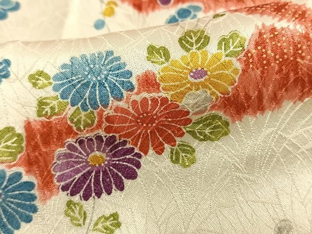 平和屋着物▽上質な小紋 単衣 草花文 正絹 逸品 AAAZ1599fy