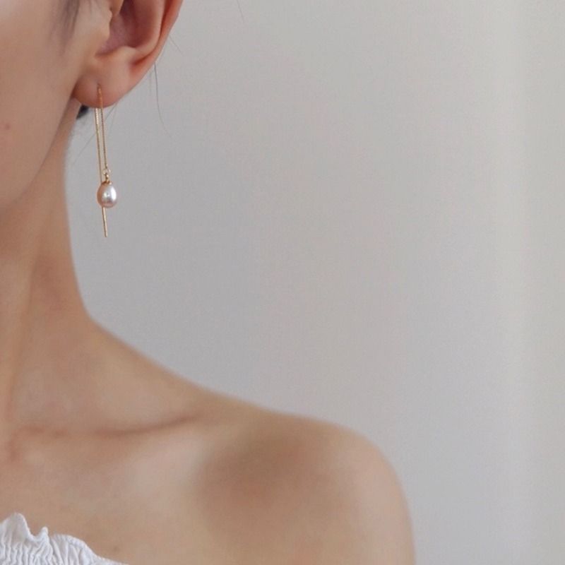 新品 淡水真珠 K18 パール チェンピアス 18金 ゴールド アメリカンピアス シンプル 上品 本真珠 オシャレ ネックレス kkkoby ...