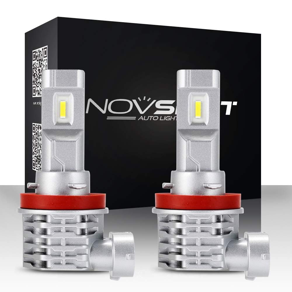 NOVSIGHT LEDヘッドライトH8/H9/H11/H16(国産車対応) ファンレス 高性能LEDチップ搭載 車/バイク用 8000LM ...