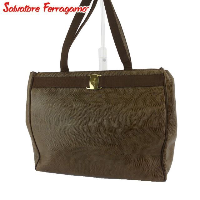 【BIGお買い物ラリー★30%OFFセール中】サルヴァトーレフェラガモ Salvatore Ferragamo トートバッグヴァラ リザード調 ネイビー ゴールド レディース 中古 30%OFFクーポン】サルヴァトーレフェラガモ Salvatore Ferragamo