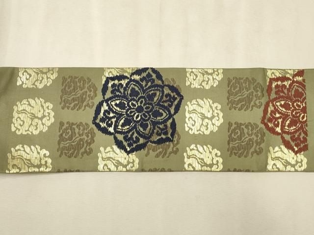 平和屋着物◎アンティーク 大正ロマン 九寸名古屋帯 駒刺繍 龍 朱雀 正絹