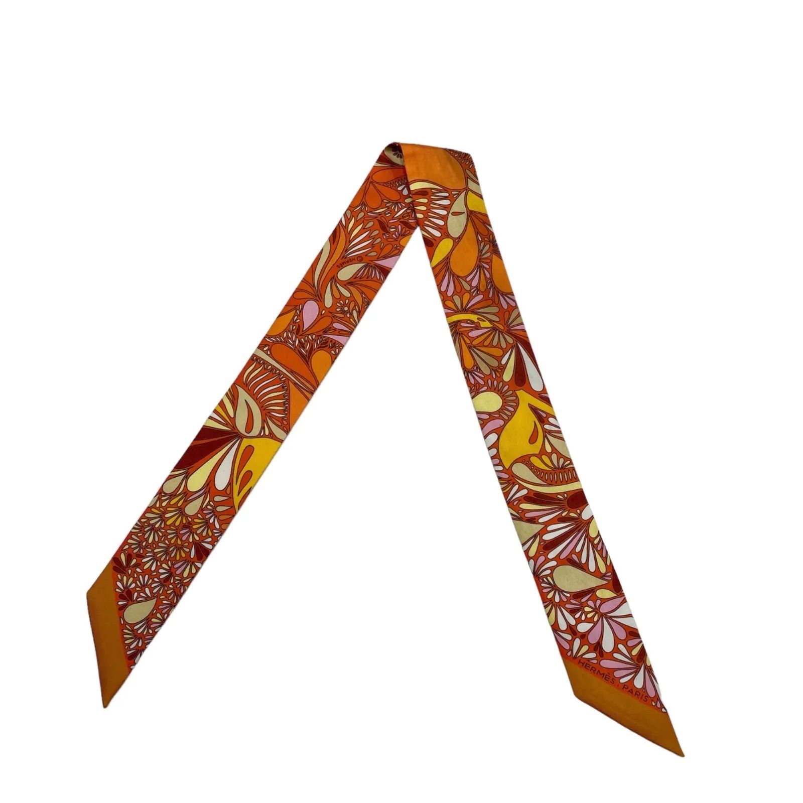 HERMES Twilly Millefleurs du Mexique エルメス ツイリー シルク100％ スカーフ ac0051 - メルカリ