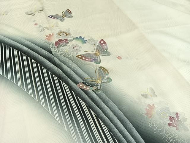 平和屋着物○本塩沢 舞蝶文 正絹 逸品 CAAV6788vf