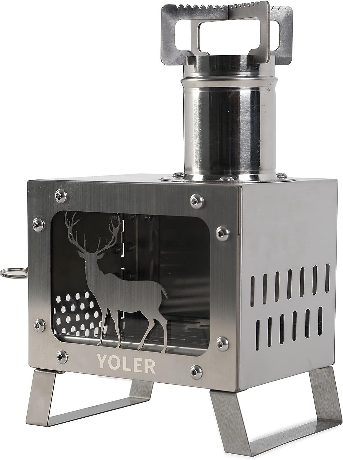 YOLER ミニ ストーブ 薪ストーブ テント 焚き火 耐熱ガラス かまど 卓上用 観察窓 キャンプ アウトドア ウッドストーブ テント用 焚き火台 BBQ 調理 暖炉 雰囲気が強まる ...