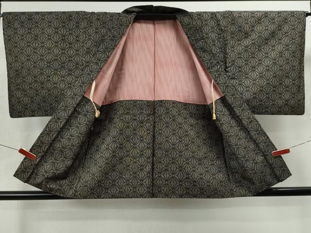 平和屋着物○本場大島紬 アンサンブル 7マルキ 麻の葉文様 正絹 逸品