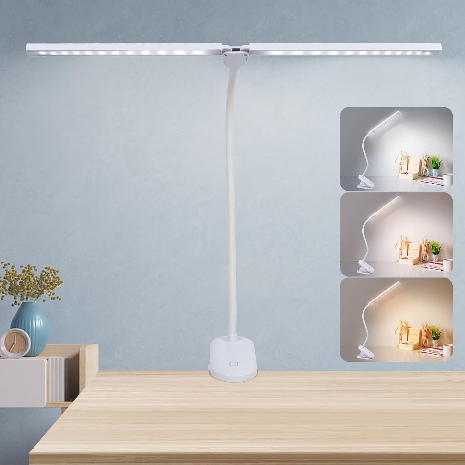 クリップライト デスクライト led 読書灯 卓上ライト - Deaunbr USB 充電式 48LED 目に優しい デスクスタンド ...