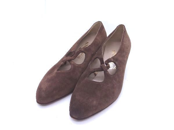 Salvatore Ferragamo フェラガモ スエード ヒール パンプス サイズ 5 1/2 (約23.0cm) 靴 シューズ ブラウン ...