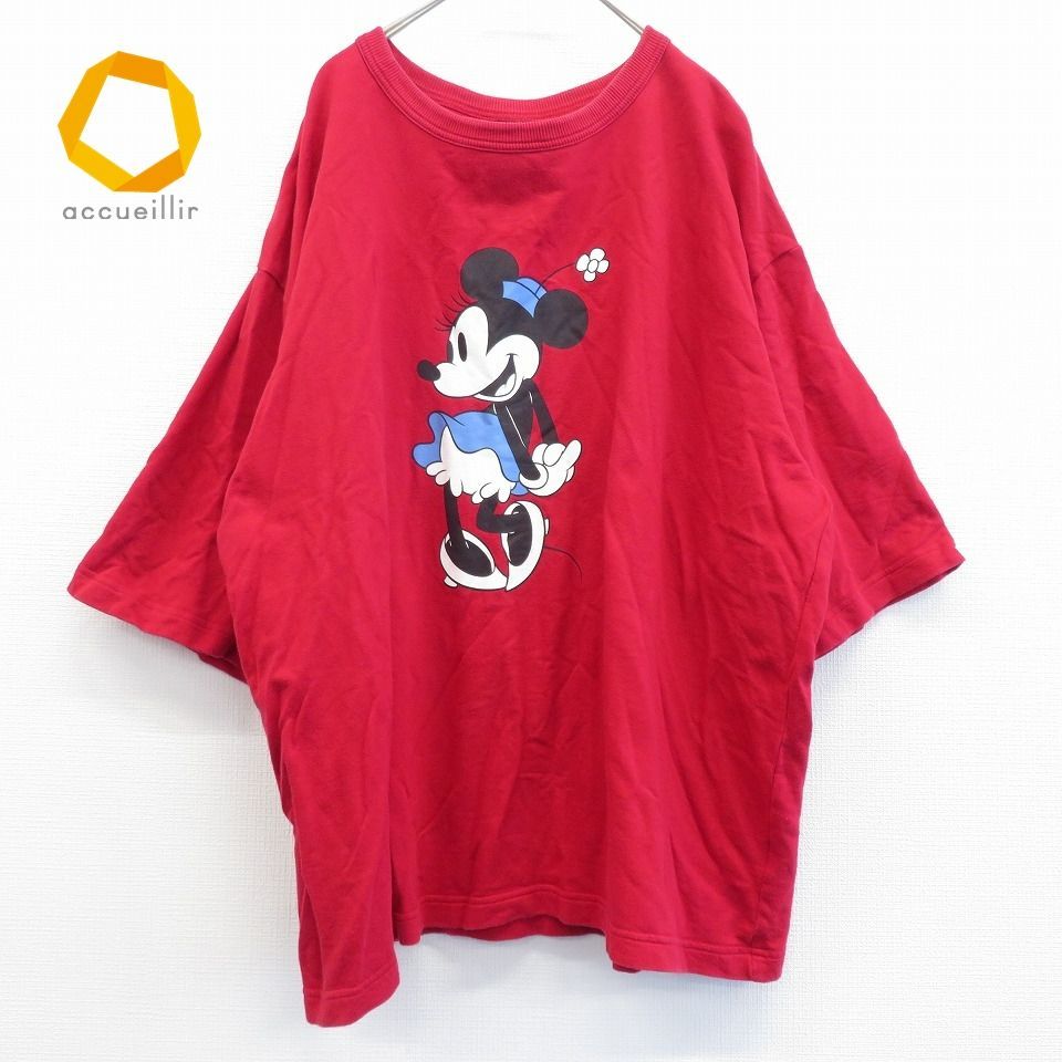 GU Disney ディズニー Tシャツ カットソー オーバーサイズ ミニーマウス レッド系 869093i - メルカリ