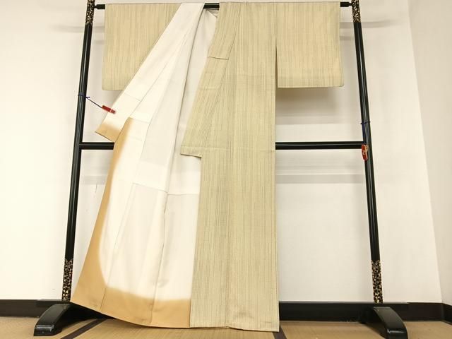 平和屋着物○お召 縞 正絹 逸品 AAAZ7513zg