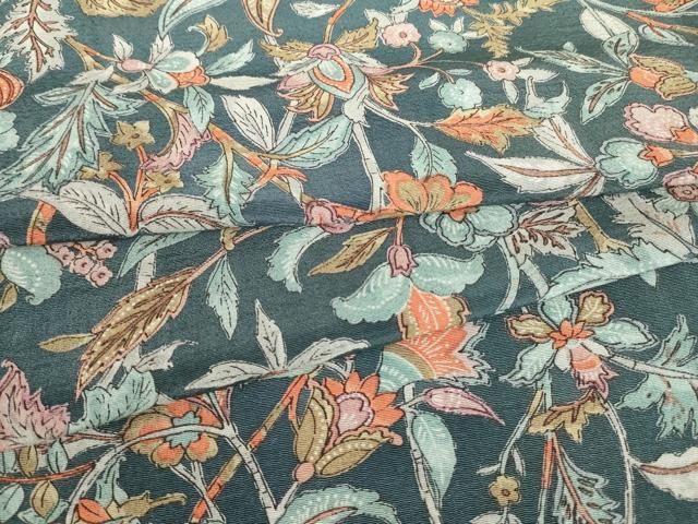 平和屋着物○上質な小紋 更紗花文 正絹 逸品 DAAV3393du