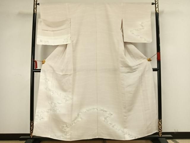 平和屋着物▽京都染匠名門　染の川勝謹製　訪問着　単衣　流水舞桜文　反端付き　正絹　逸品　AAAZ9083fy 平和屋着物▽京都染匠名門 染の川勝謹製 訪問着 単衣