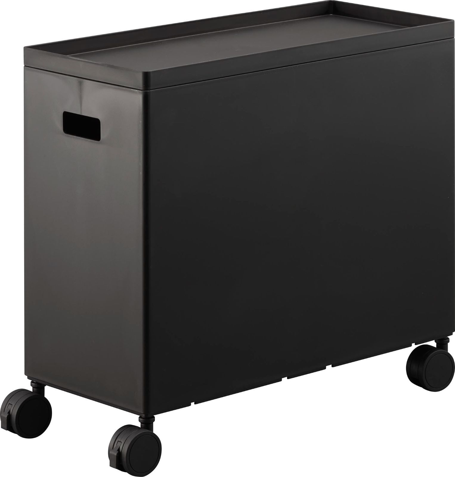 本体：W15.5×D35×H31.7cm(キャスター含む) タワー ブラック tower L キャスター付き ワゴン 収納ワゴン 収納ボックス 隙間収納 蓋付き 4557 山崎実業 ...