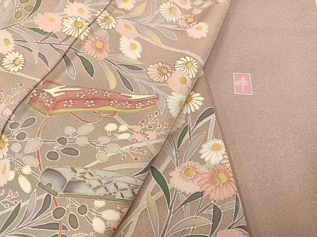 平和屋着物○訪問着 友禅 作家物 草花籬文 暈し染め 金彩