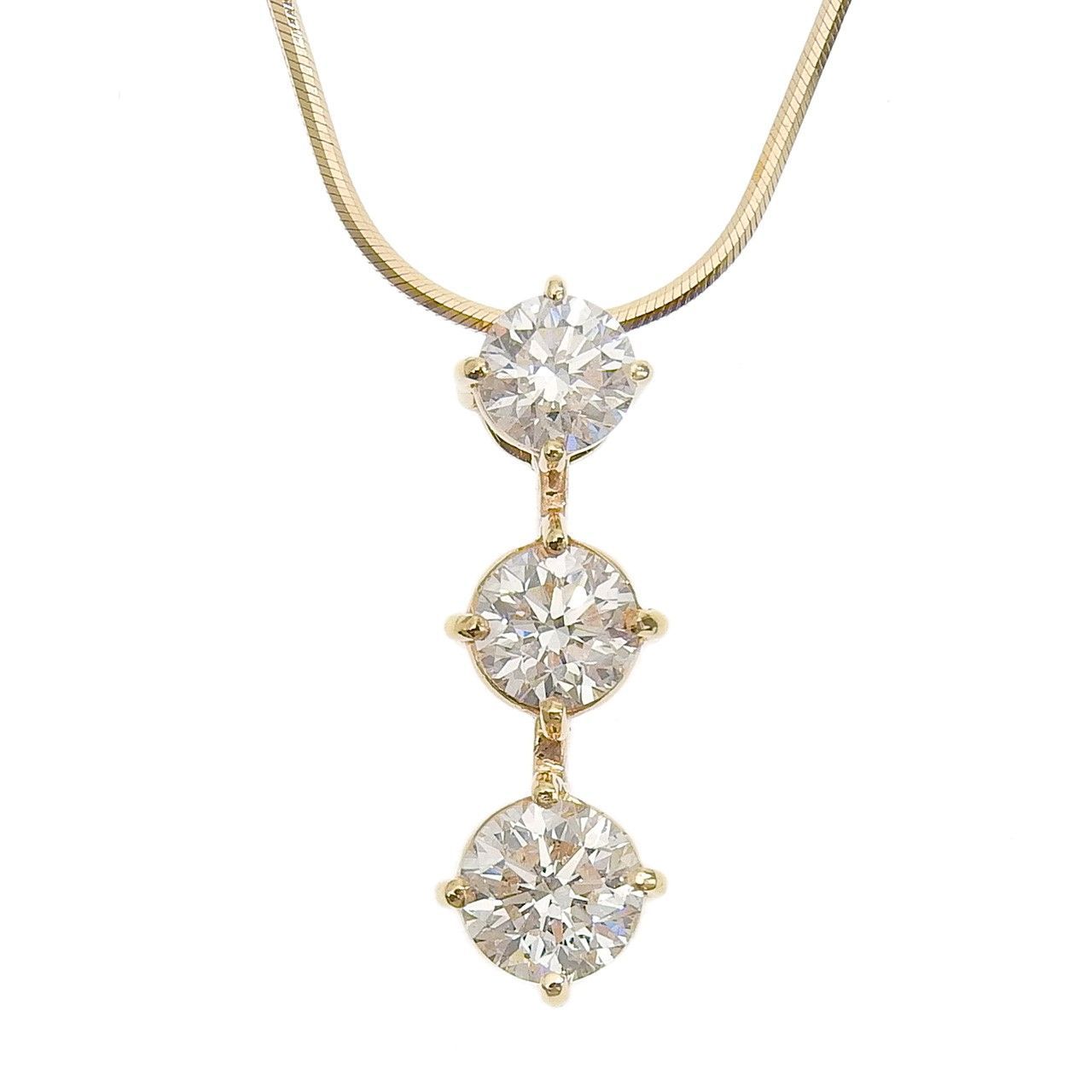 TRILOGY トリロジー K18 YG スリーストーン 3石 ネックレス ダイヤモンド 1.0ct 18金 イエローゴールド ジュエリー - メルカリ