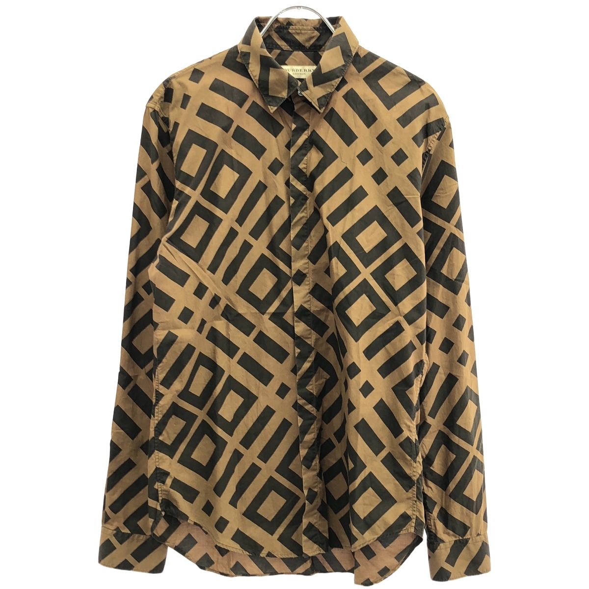 BURBERRY バーバリー 総柄プリントロングスリーブドレスシャツ 3958714 ブラウン M - メルカリ