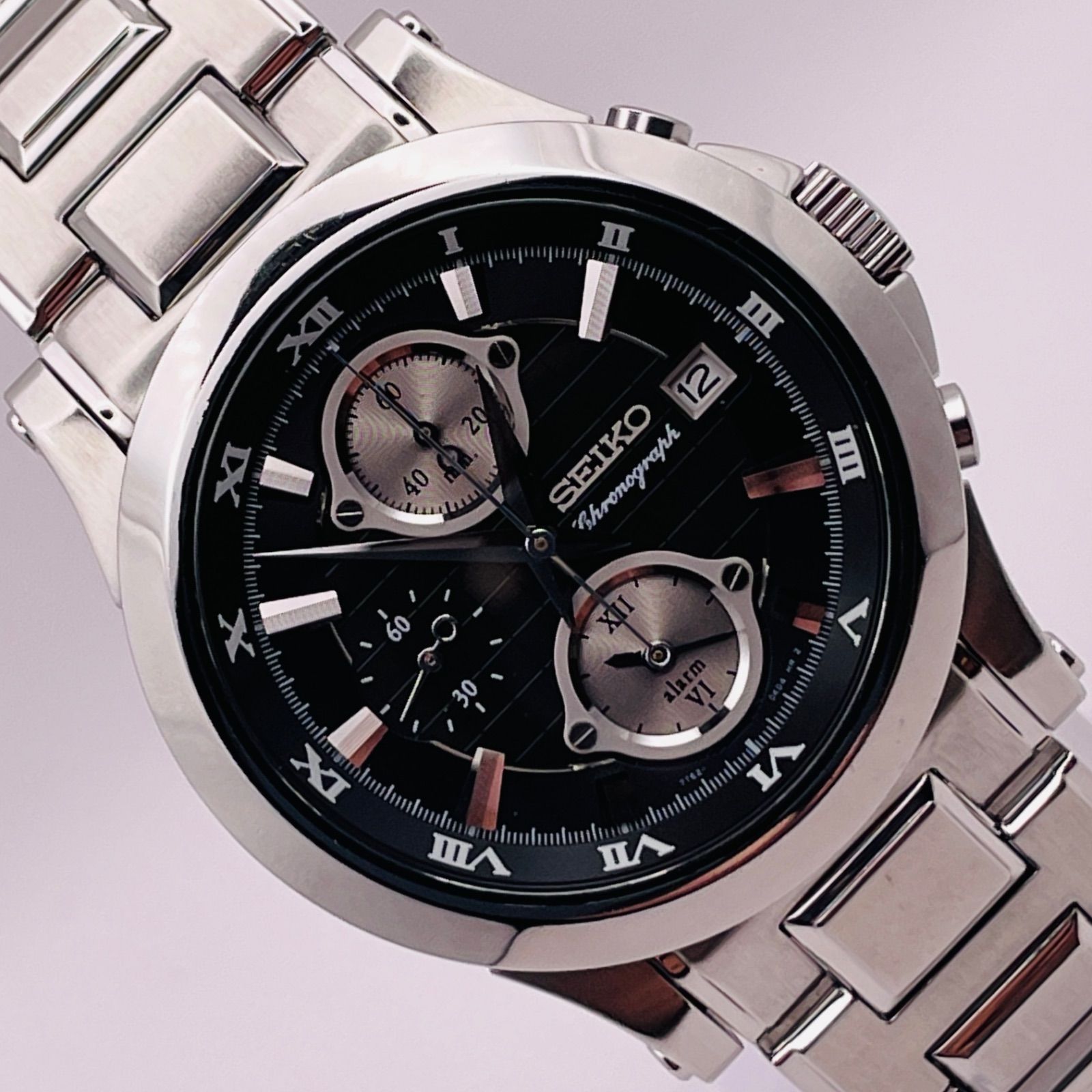 （T473）希少！ 美品 正常稼動 SEIKO セイコー Premier プルミエ Chronograph クロノグラフ SNA587 ...