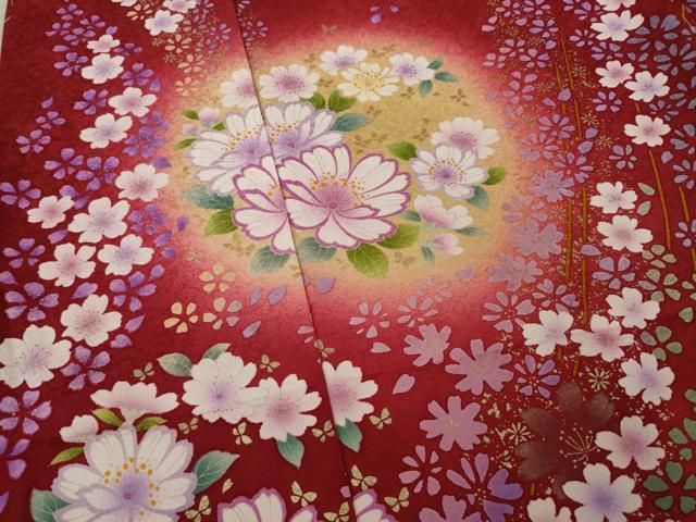 平和屋着物○豪華振袖 花丸文 暈し染め 丹後ちりめん 金彩 仮絵羽 逸品