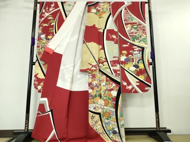 平和屋本店□極上 創業460年・千總 振袖 刺繍 絞り 檜扇花文 金銀彩