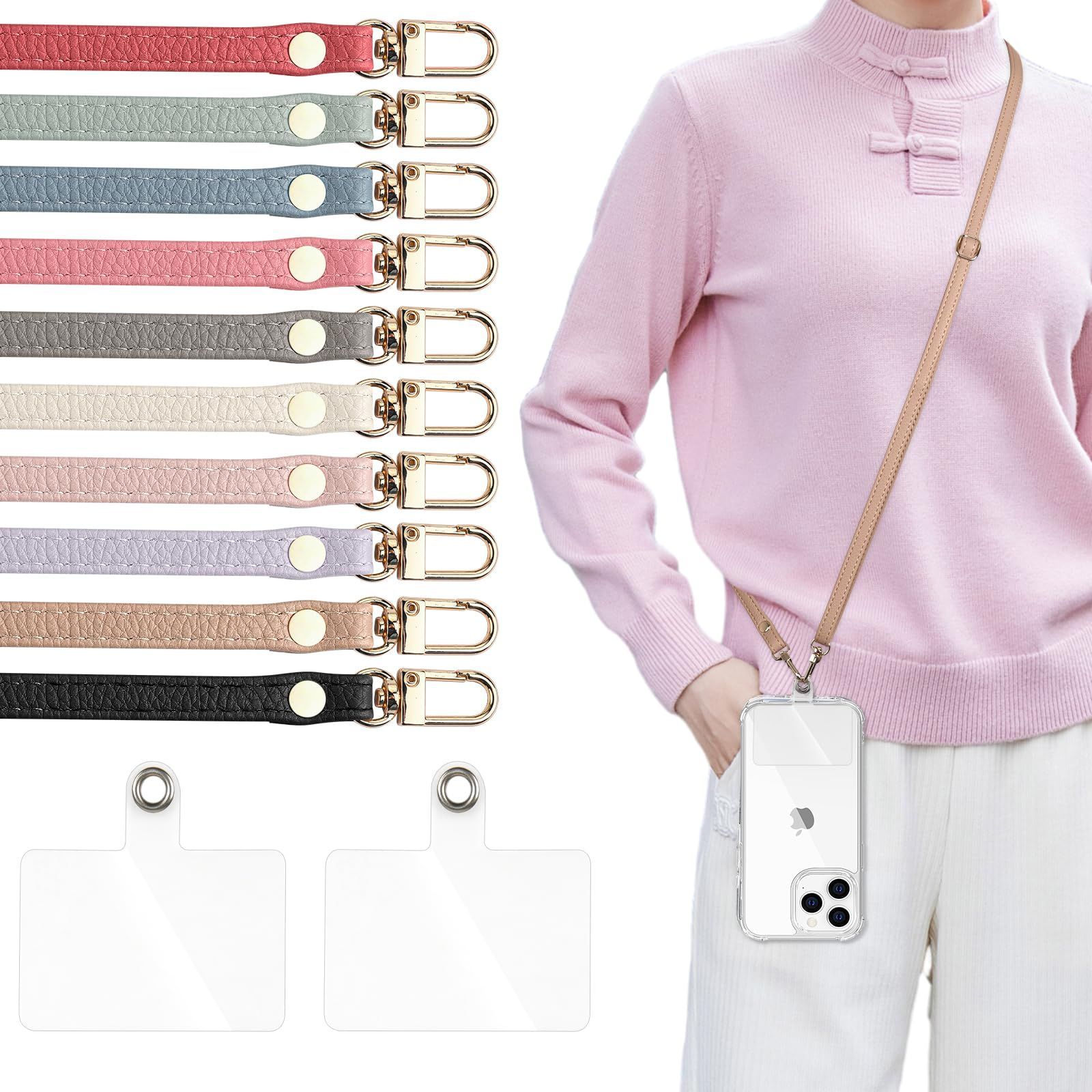 新品 [oyaka] スマホ ショルダー-スマホストラッストラップ-長さ調節可能 ストラップ 携帯フォン スマホ斜め掛け PUレザー 透明 2 ...