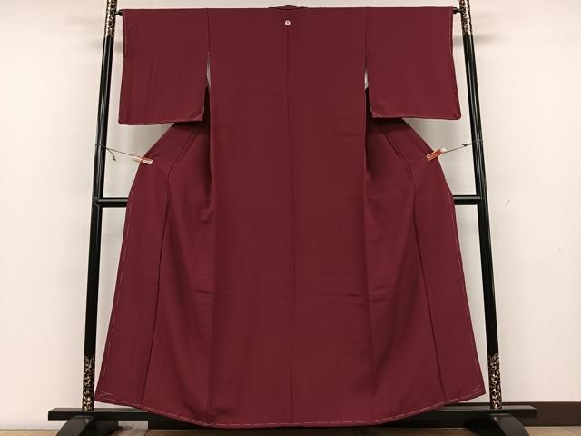 平和屋着物▽上質な色無地 単衣 霞地紋 退紅色 正絹 逸品