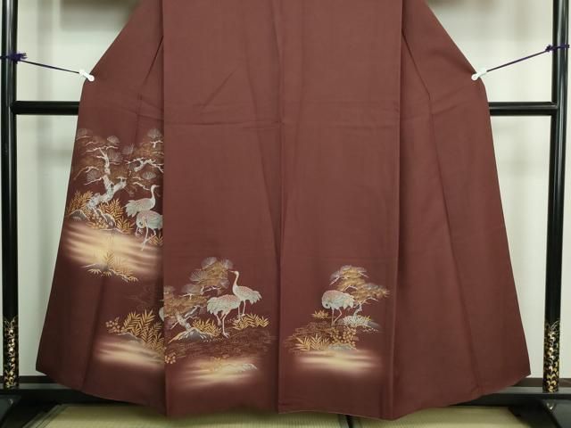 平和屋着物□訪問着 手描き 枝葉文 暈し染め 金銀彩 正絹 逸品