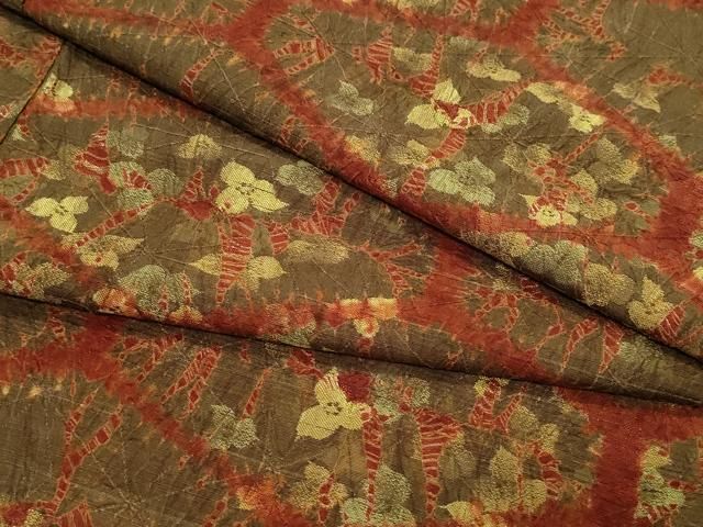 平和屋着物○上質な紬 黄金糸 亀甲舞花文 正絹 逸品 CAAW3825vf