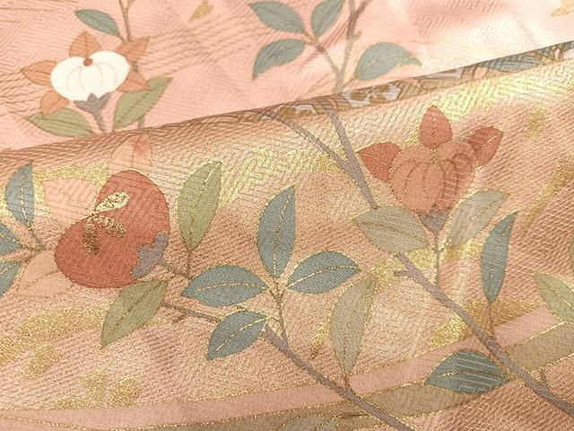 平和屋着物○訪問着 駒刺繍 枝花文 金彩 正絹 逸品 AAAW1839ph