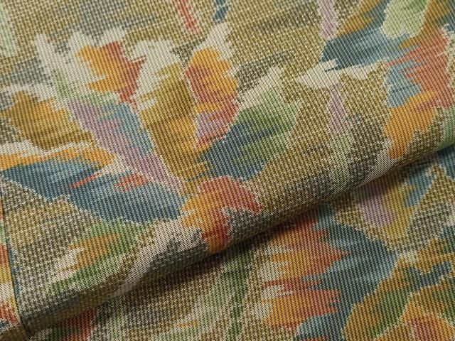 平和屋着物▽上質な紬 単衣 草葉文 正絹 逸品 DAAT9727az