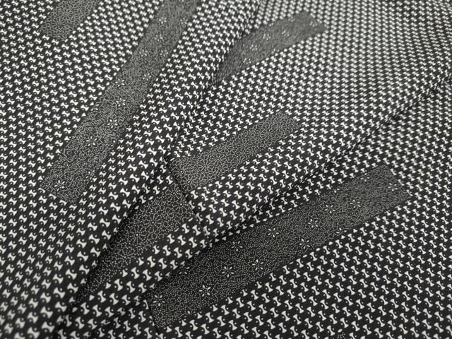 平和屋着物○江戸小紋 横段草花文 黒地 正絹 逸品 DAAV4967ud