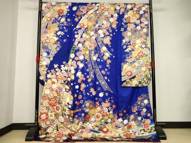 平和屋着物○豪華振袖 駒刺繍 几帳花鞠文 金彩 ロング丈 正絹 逸品