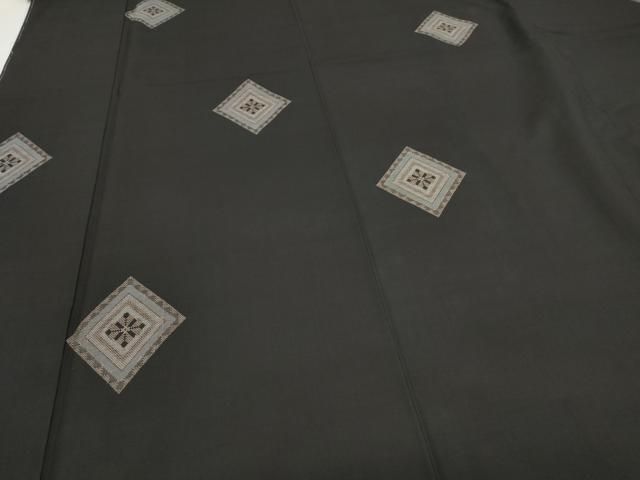 平和屋着物○本場大島紬 9マルキ 泥染め 地空き 菱吉祥文 正絹 逸品