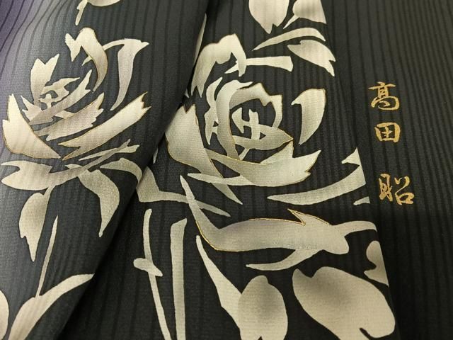 平和屋着物●高田昭　ろうけつ染め　訪問着　薔薇　暈し染め　金彩　正絹　逸品　AAAZ7436zg 平和屋着物○高田昭 ろうけつ染め 訪問着 薔薇 暈し染め 金彩 正絹