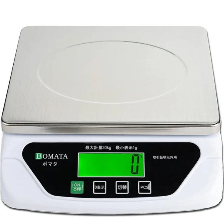 BOMATA(ボマタ) 台はかり 1g単位 30kg ステンレス製秤台 全視角LCD USB給電&乾電池 2式給電 風袋引き機能 計数機能 ...