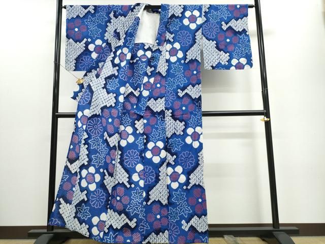 平和屋着物∴夏物 浴衣 有松鳴海絞り 流水舞菊文 綿 逸品 CAAW1000ng