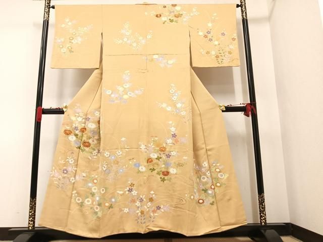 平和屋着物●創業460年・千總　訪問着　駒刺繍　草花文　金彩　高島屋扱い　正絹　逸品　AAAW1858ph 平和屋着物○創業460年・千總 訪問着 駒刺繍 草花文 金彩 高島屋扱い