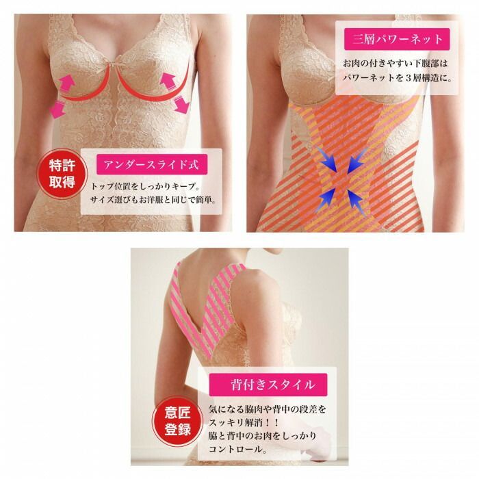 TAMURA Yauco 総レース多機能ボディシェーパー TYP90 アッシュローズ