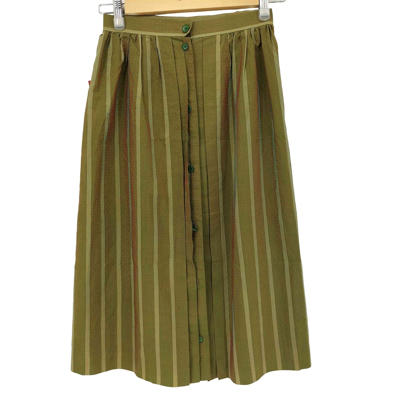 ユーズドフルギ USED古着 玉虫色 ドット ストライプ ボタン スカート