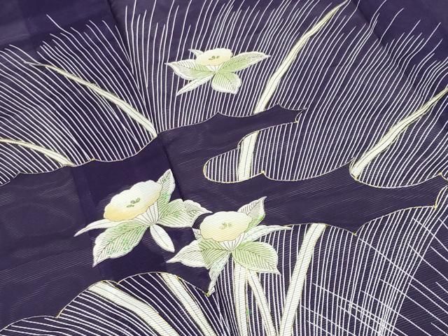 平和屋着物＊夏物 訪問着 絽 扇面花文 金彩 洗える着物 AAAU9603ph