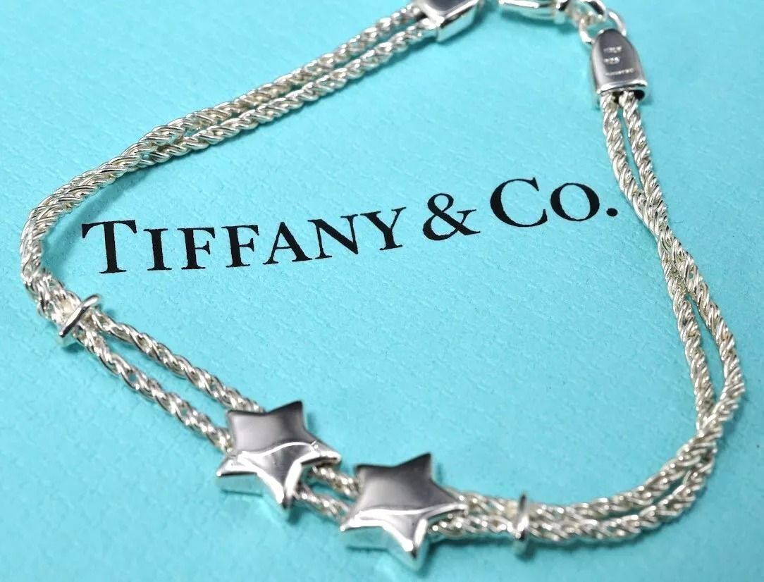 未使用 Tiffany & Co. ティファニー ダブルスター ブレスレット スターリングシルバー925 銀 10.0g レディース 女性 ...