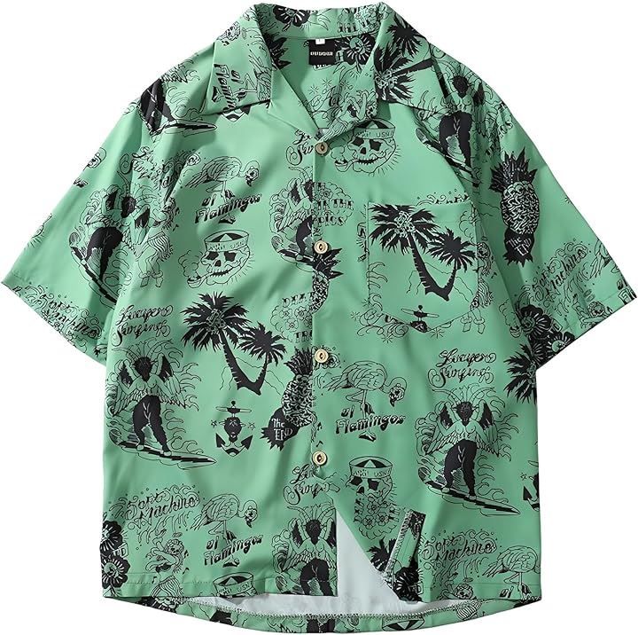 aspersio アスペルシオ 半袖 アロハシャツ 総柄 ボタンダウンシャツ お兄系 オシャレ プリント トップス メンズ オープンカラー ...