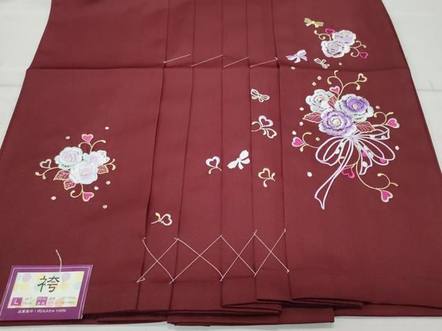 平和屋着物●女性　行灯袴　総刺繍　花唐草文　高麗納戸色　卒業式　洗える着物　未使用　CAAU2344yc 平和屋着物○女性 行灯袴 総刺繍 花唐草文 高麗納戸色 卒業