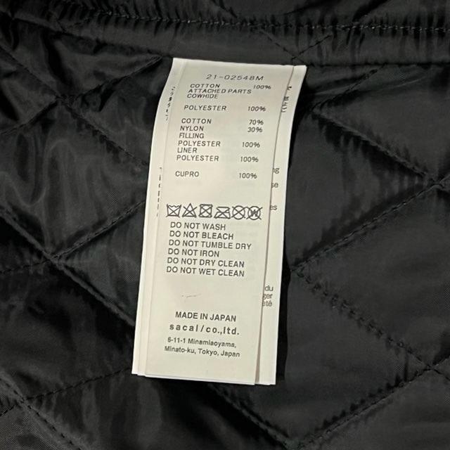 SACAI サカイ 21AW レザーライダースジャケット ブラック サイズ SACAI サカイ 21AW レザーライダースジャケット ブラック サイズ