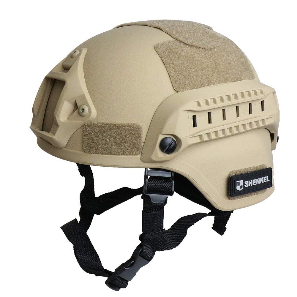 【特価】SHENKEL シェンケル MICH 2000 PJタイプ タクティカルヘルメット ヘルメット サイドレール NVGマウント (タン TAN) サバゲーワッペン付き タクティカル ...