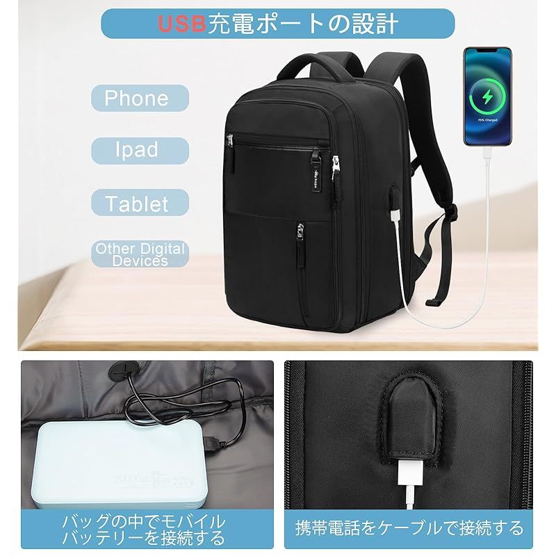 Hp hope] トラベルバックパック、女性用盗難防止バックパック旅行